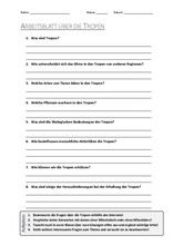 Aufgabensammlung zum Thema "Tropen" | Unterricht.Schule